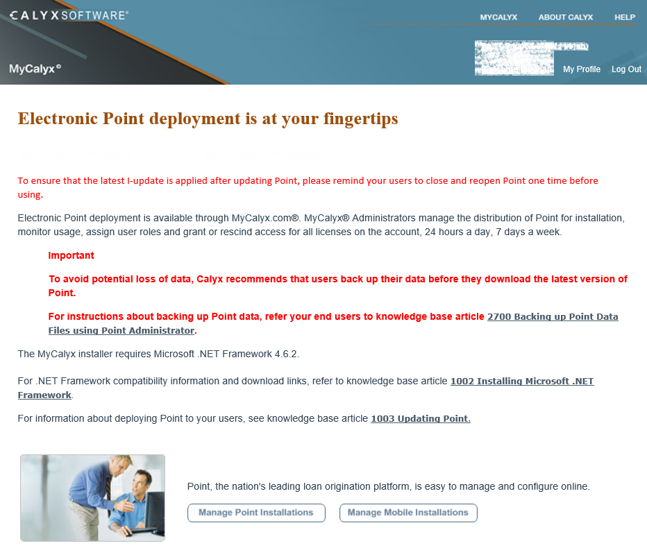 1004 Installing or Reinstalling Point via MyCalyx