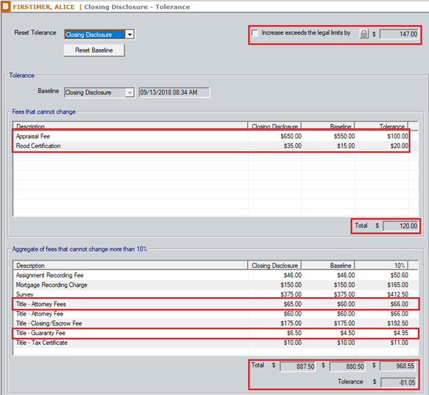 2208 Comparing Tolerance for the Loan Estimate and Closing Disclosure