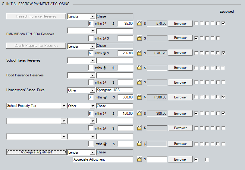 2308 Completing the Aggregate Adjustment on the Closing Disclosure