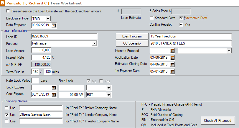 2310 Completing the Fees Worksheet