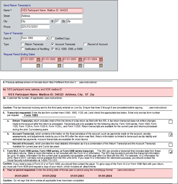 2522 the 4506-C form - IVES Request for Transcript of Tax Return