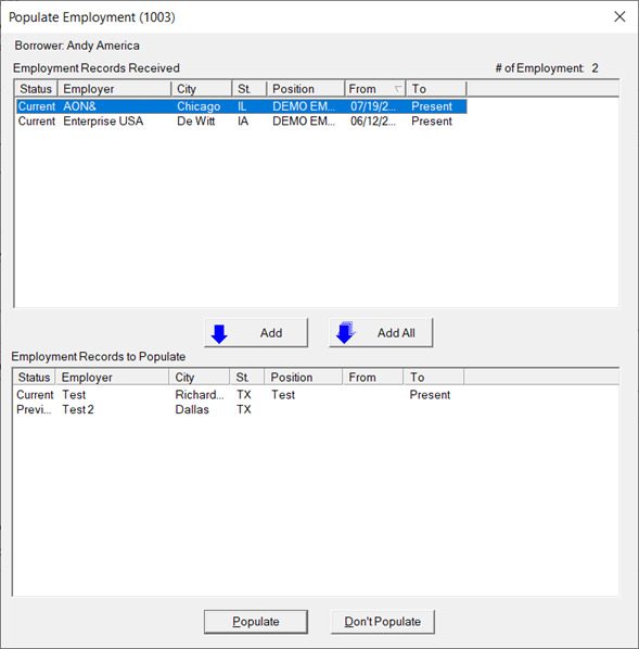 5400 Requesting employment and income verifications from The Work Number