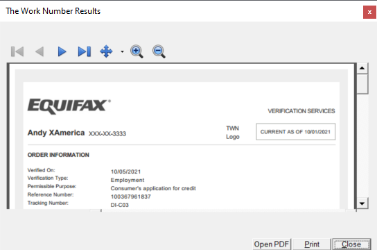 5400 Requesting employment and income verifications from The Work Number