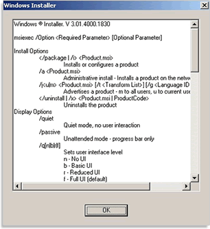 6636 A Windows Installer message appears with command switches, when ...