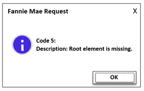 Code 5 Root element is missing