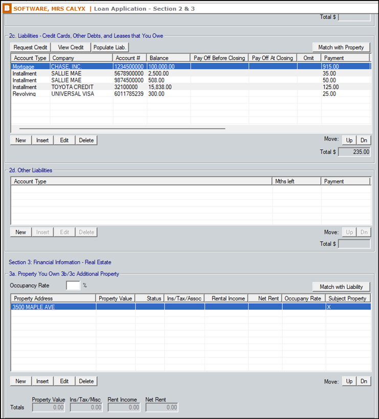 2002 Matching Owned Real Estate Properties to the Mortgage Liability.