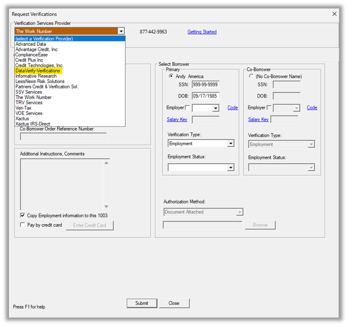 1813 Ordering DataVerify Verification in Point